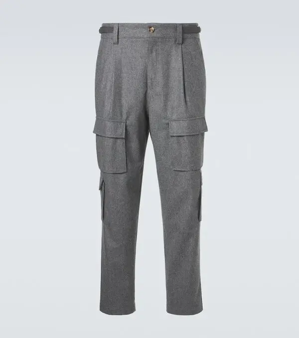 Brunello Cucinelli Virgin Wool Cargo Pants - Grey