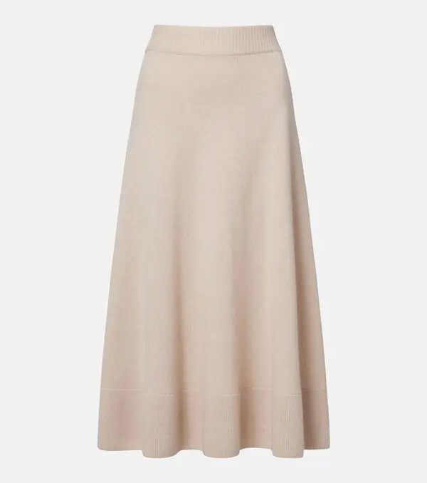 Agnona Cashmere Midi Skirt - Beige