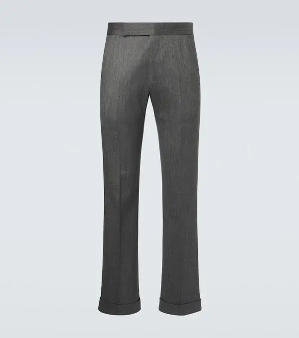 TOM FORD Mouliné Wool Twill Straight Leg Trousers - Grey