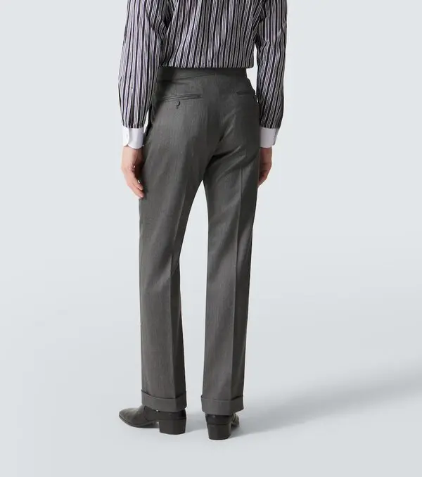 TOM FORD Mouliné Wool Twill Straight Leg Trousers