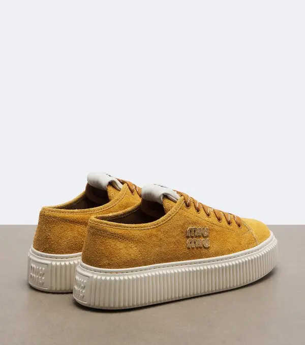 Miu Miu Suede Platform Sneakers - Brown