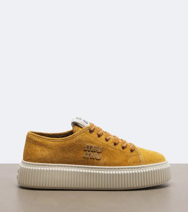 Miu Miu Suede Platform Sneakers - Brown