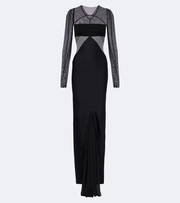 Rick Owens Tulle-trimmed Maxi Gown - Black