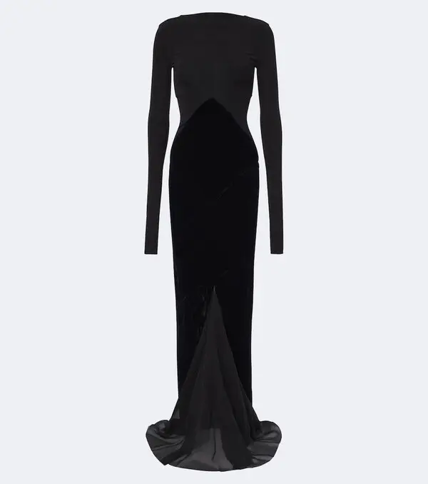 Rick Owens Tulle-trimmed Maxi Gown - Black