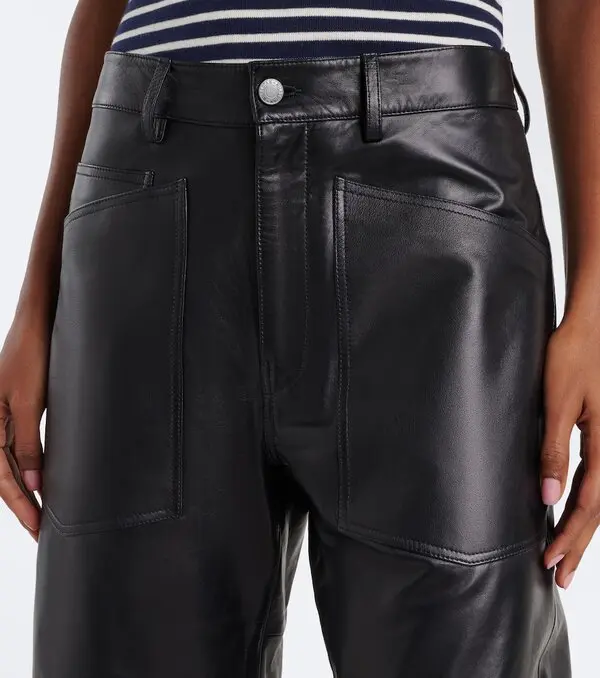 NILI LOTAN Leather Barrel-leg Pants