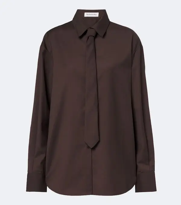 THE FRANKIE SHOP Peri Tie-neck Shirt - Brown