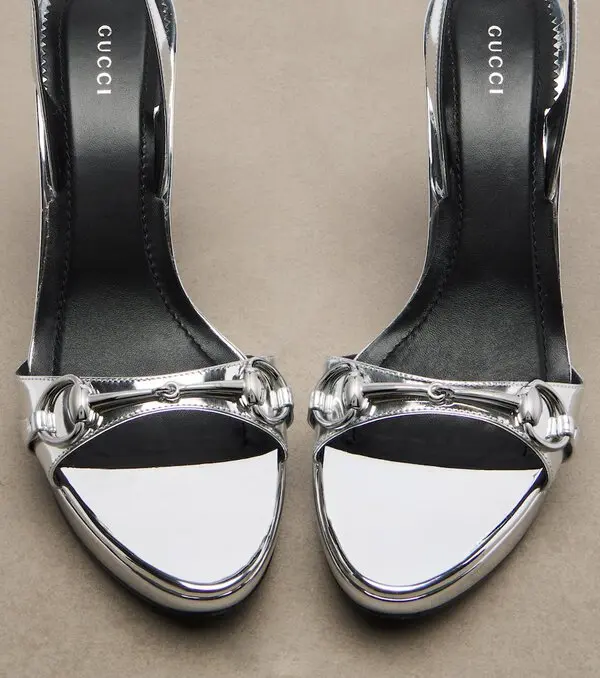 Gucci Donna Metallic Leather Platform Sandals