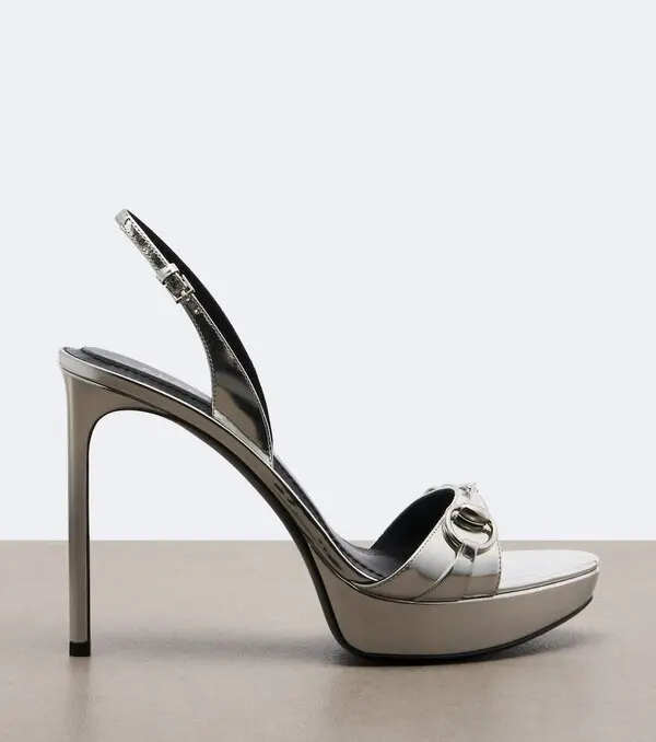 Gucci Donna Metallic Leather Platform Sandals