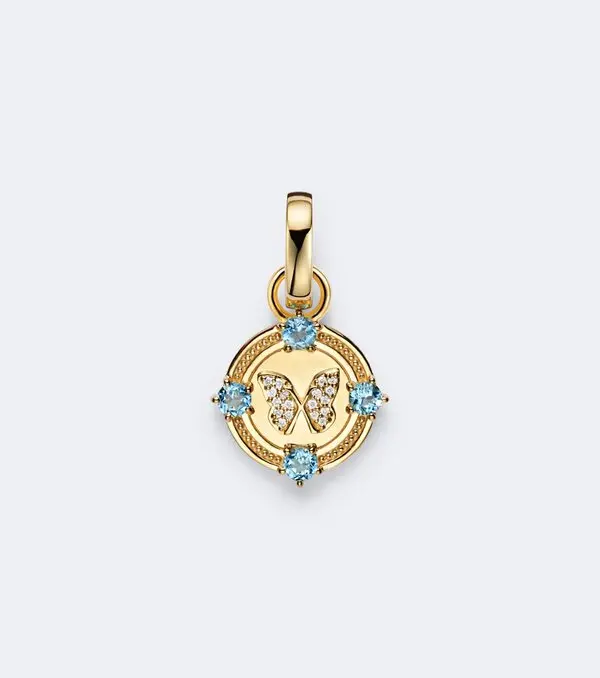 FOUNDRAE Reverie Butterfly 18kt Yellow Pendant With Diamonds And Topaz - Gold