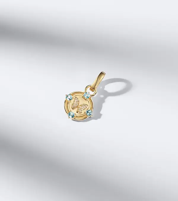 FOUNDRAE Reverie Butterfly 18kt Yellow Pendant With Diamonds And Topaz