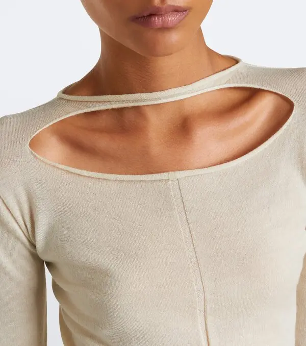 Rick Owens Slashed Cut-out Cropped Virgin Wool Sweater