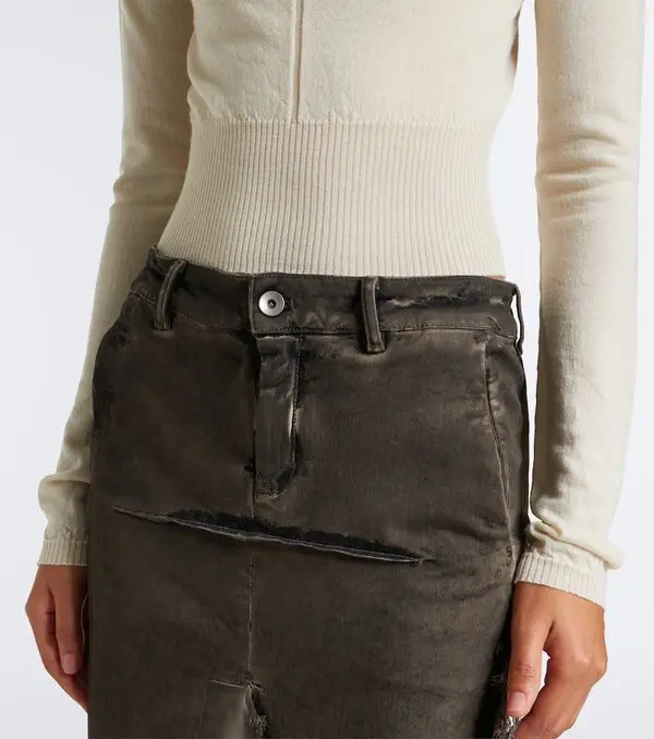 Rick Owens Slashed Cut-out Cropped Virgin Wool Sweater