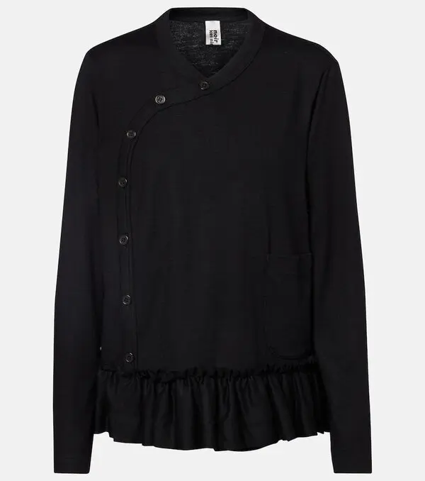 Noir Kei Ninomiya Ruffled Wool Top - Black