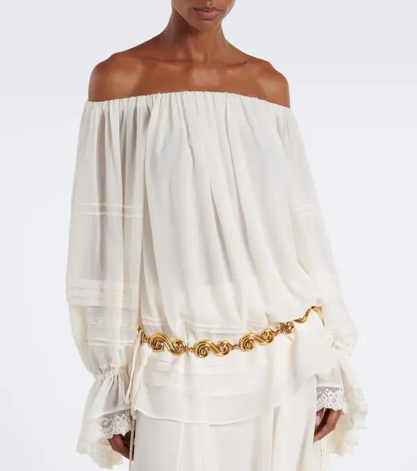 XU ZHI Lace-trimmed Off-shoulder Top