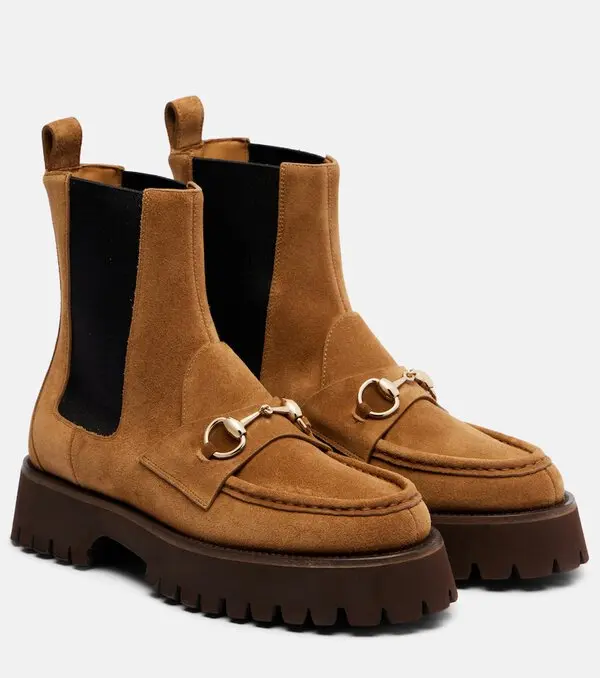 Gucci Sylke Suede Chelsea Boots - Brown