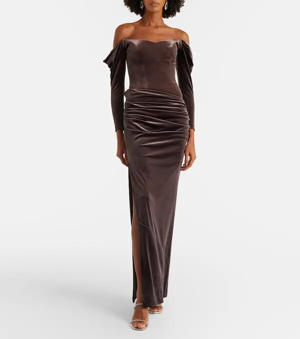 Alex Perry Draped Velvet Gown