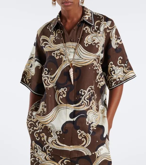 ALEMAIS Otis Printed Oversized Linen Shirt