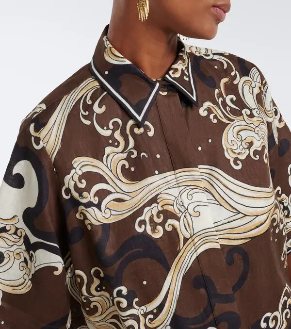 ALEMAIS Otis Printed Oversized Linen Shirt