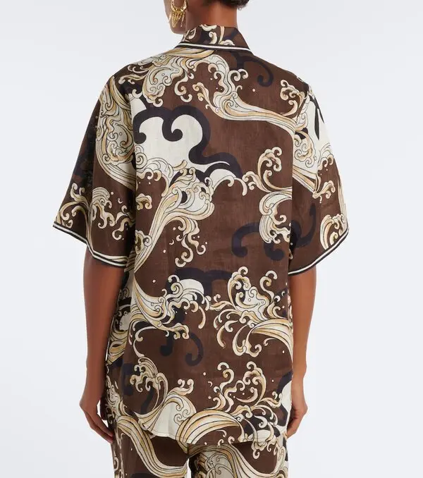 ALEMAIS Otis Printed Oversized Linen Shirt