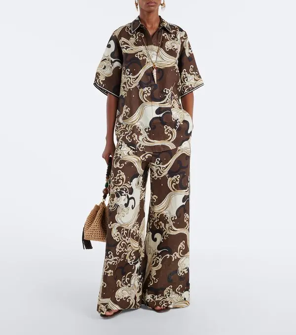 ALEMAIS Otis Printed Oversized Linen Shirt