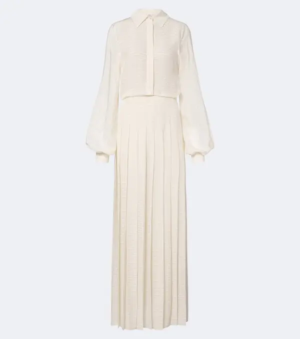 Fendi Plissé Silk Crêpe Maxi Dress