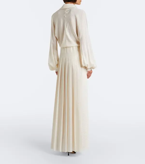 Fendi Plissé Silk Crêpe Maxi Dress