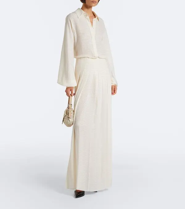 Fendi Plissé Silk Crêpe Maxi Dress