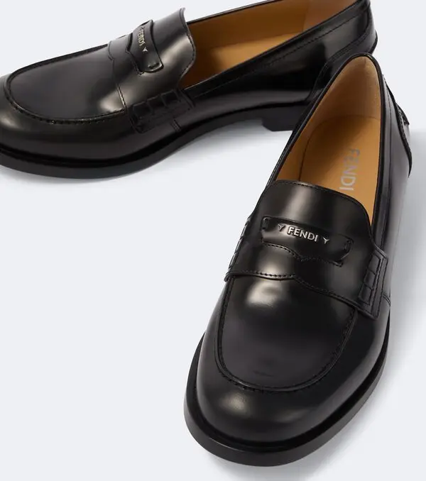 Fendi Ateneo Leather Penny Loafers