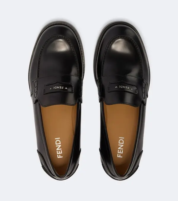 Fendi Ateneo Leather Penny Loafers