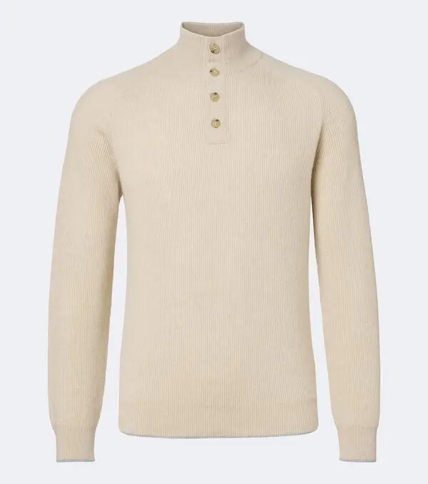 Fedeli Cashmere Turtleneck Sweater With Buttoned Front