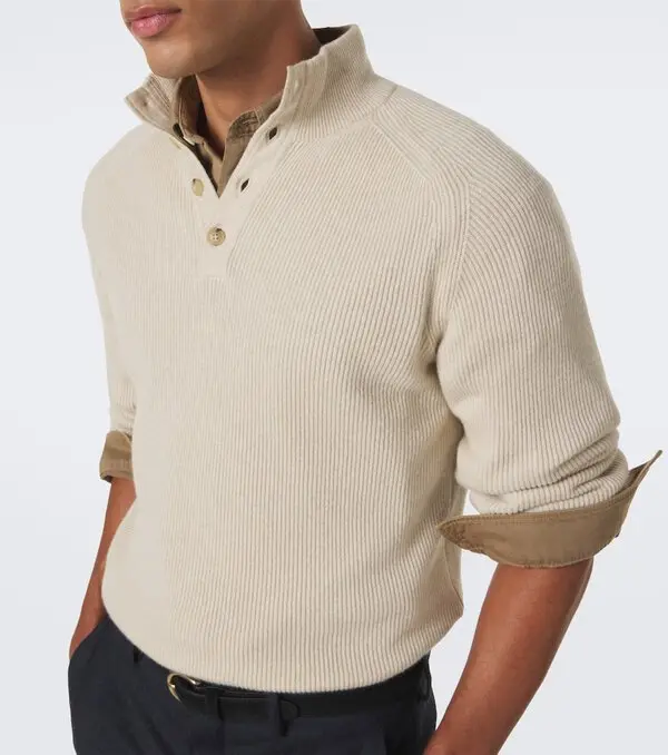 Fedeli Cashmere Turtleneck Sweater With Buttoned Front