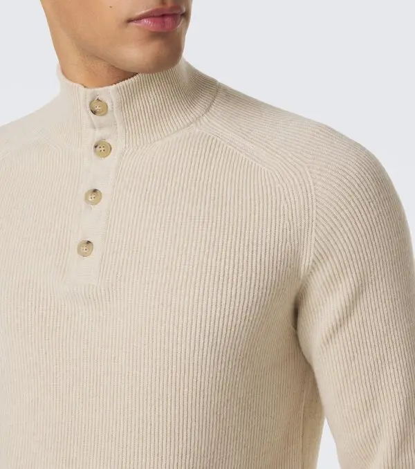 Fedeli Cashmere Turtleneck Sweater With Buttoned Front