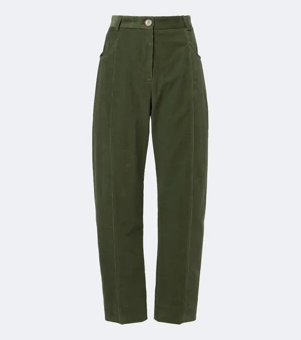 BLAZÉ MILANO Sorraia Cotton Corduroy Barrel-leg Pants - Green
