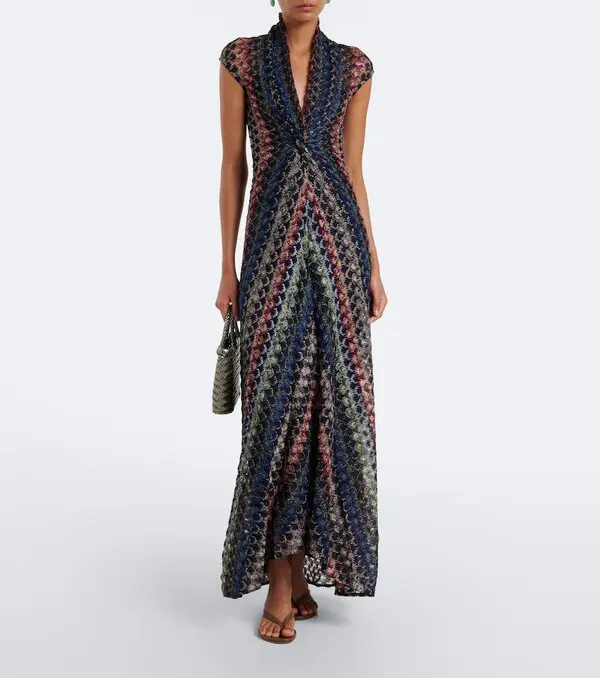 Missoni Gathered Knitted Maxi Dress
