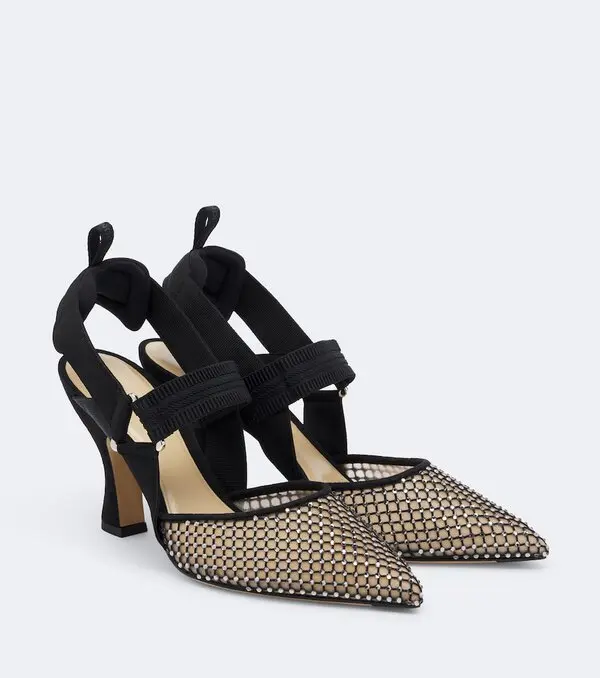 Fendi Colibrì Embellished Mesh And Suede Pumps - Black