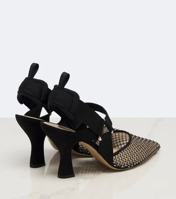Fendi Colibrì Embellished Mesh And Suede Pumps