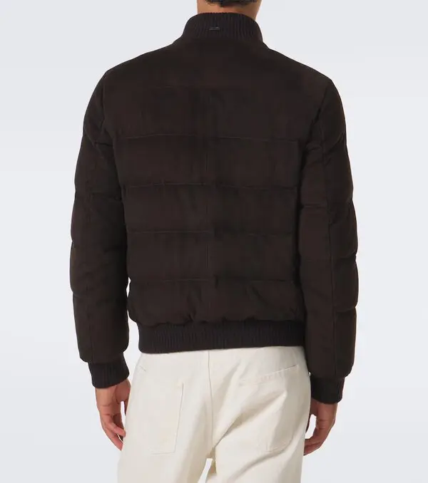 Fedeli Padded Suede Bomber Jacket
