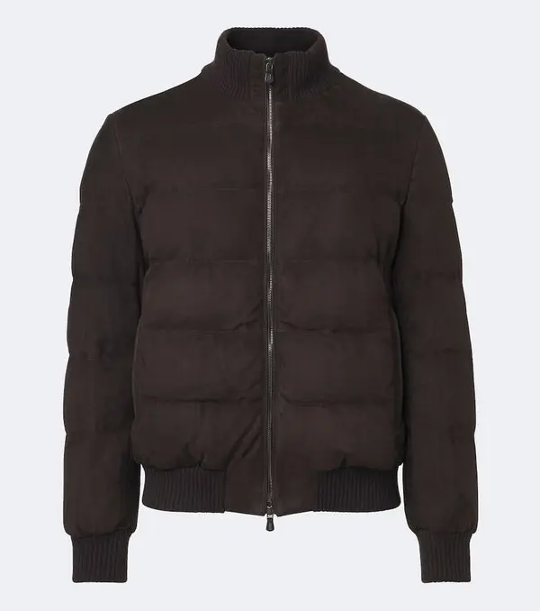 Fedeli Padded Suede Bomber Jacket
