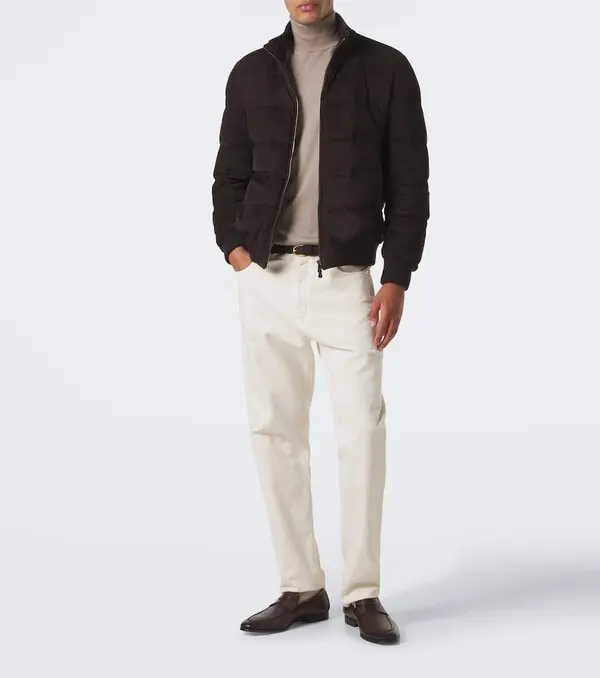Fedeli Padded Suede Bomber Jacket