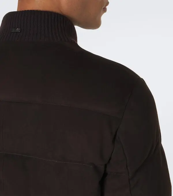 Fedeli Padded Suede Bomber Jacket