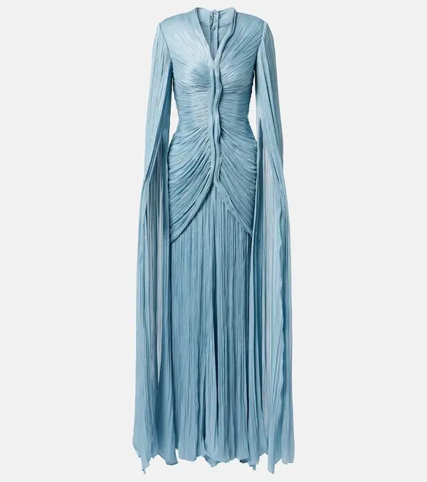 MARMAR HALIM Pleated Taffeta Gown - Blue