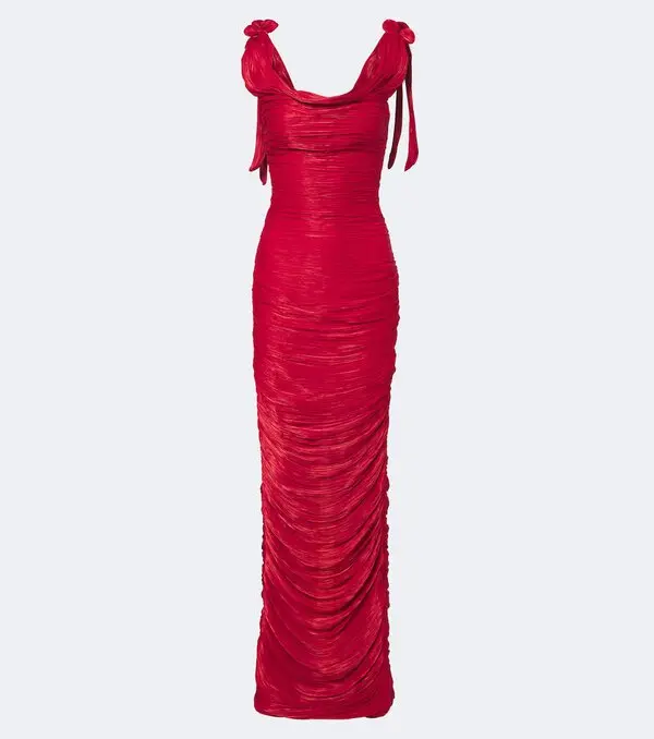 MARMAR HALIM Pleated Taffeta Gown - Red