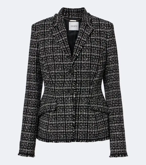 Erdem Checked Cotton-blend Tweed Blazer - Black