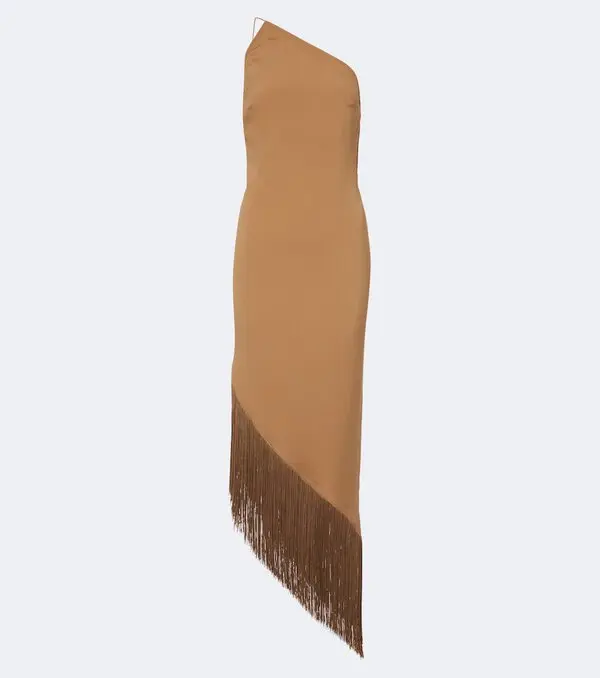 TALLER MARMO Asymmetric Midi Dress With Fringe