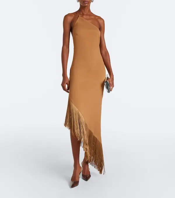 TALLER MARMO Asymmetric Midi Dress With Fringe