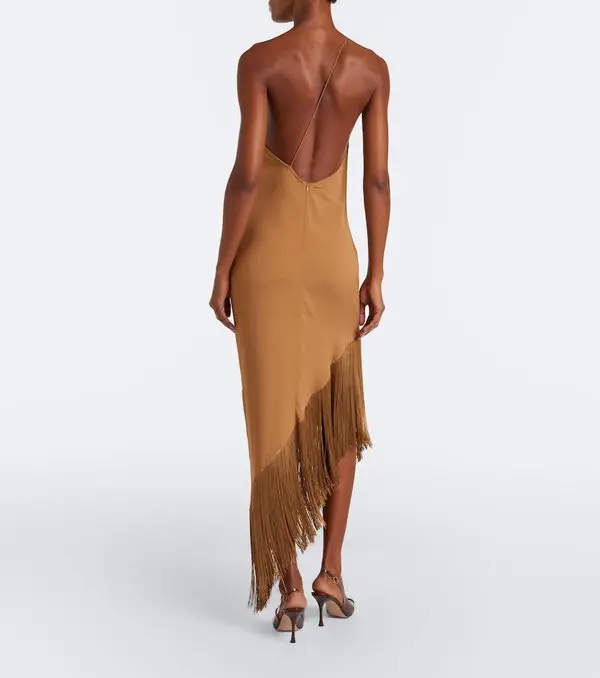 TALLER MARMO Asymmetric Midi Dress With Fringe