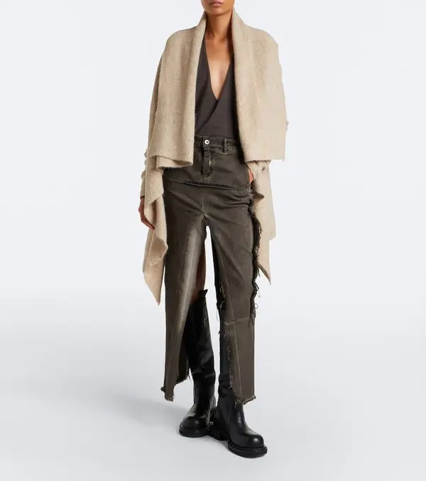 Rick Owens Hooded Alpaca And Wool-blend Cardigan