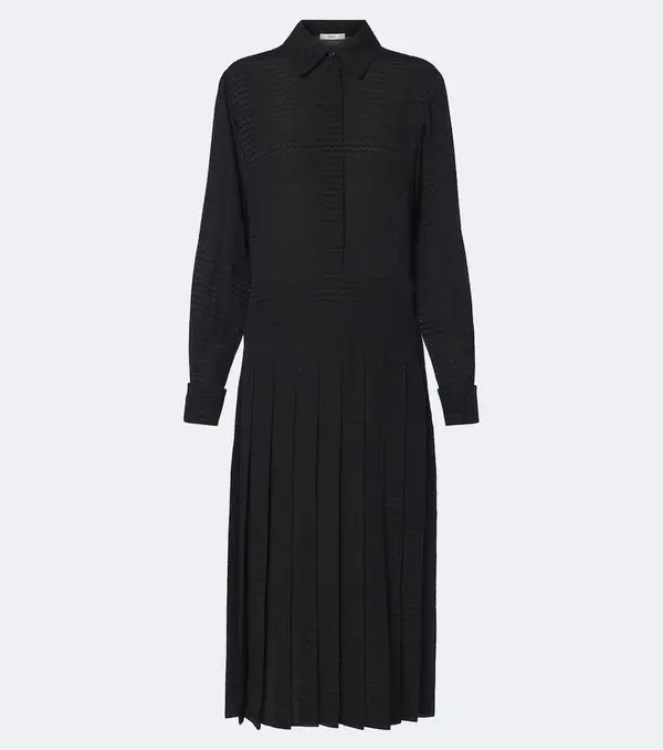 Fendi Chevron Jacquard Silk Midi Dress