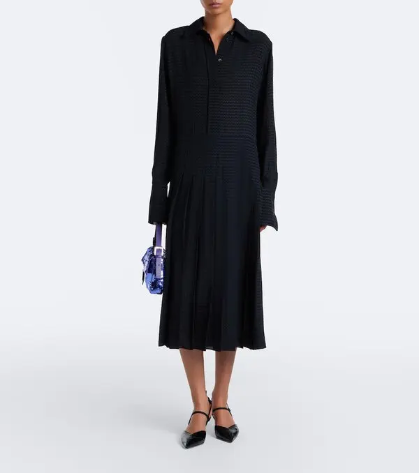 Fendi Chevron Jacquard Silk Midi Dress