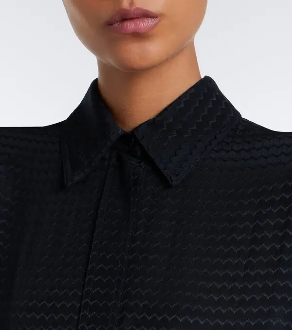 Fendi Chevron Jacquard Silk Midi Dress